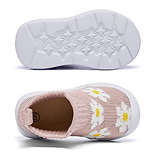 MORENDL Baby Socks Shoes Infants Slipper Non-Slip First Walking Shoes Trainers for Toddler Boys Girls T#Beige/Flower-9-12Months