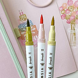 Primrosia 24 Pastel Dual Tip Markers, Fine Tip and Brush. Perfect for art, illustration, drawing, calligraphy and bullet journals