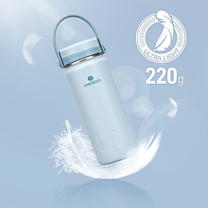 Santeco 13oz Insulated Water Bottle with Handle, Stainless Steel Sports Water Bottles, Wide Mouth Leak-Proof Double Wall Travel Mug Cold & Hot Water Cup for GYM, Riding, Camping, School