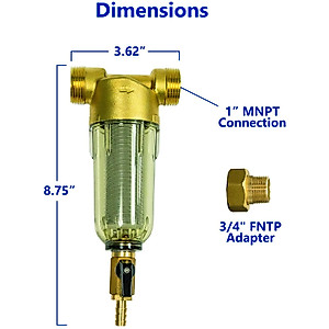 Express Water Whole House Sediment Water Filter – Spin Down Home Water Filtration System – 50 Micron Reusable Sediment Filter Cartridge – 1” and 3/4" Compatible with Filter, Mounting Bracket, Adapters