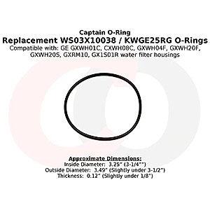 Captain O-Ring - GE KWGE25RG (WS03X10038) Replacement ORings for GE GXWH01C, CXWH08C, GXWH04F, GXWH20F, GXWH20S, GXRM10 & GX1S01R Water Filters (3 Pack)
