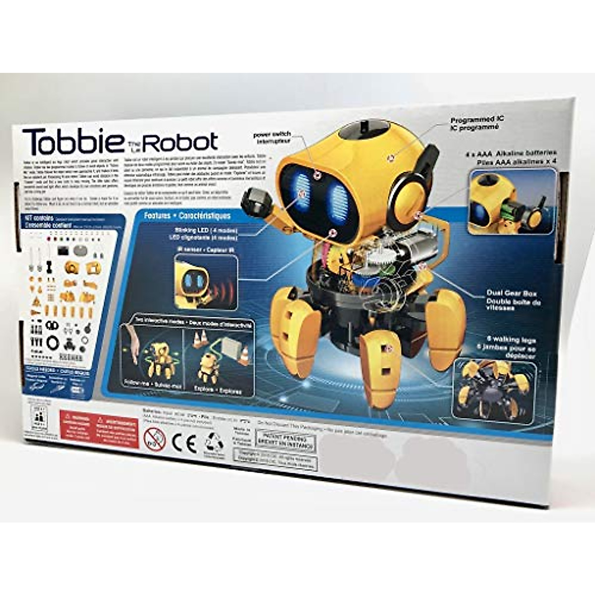 CIC21-893 Tobbie Interactive a/I Capable Robot Infrared Sensor Two Play Modes – Follow Me Explore Develops Own Emotions Gestures Sound Lighting Effects