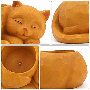 Hemoton Resin Succulent Planter Pot Sleeping Cat Flower Pot Animal Plants Bonsai Holder Flower Container Desktop Flower Vase Table Art Statue for Home Office Desktop Decor