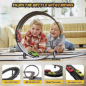 Slot Car Race Track Sets Toys for Kids with 4 Slot Cars & 22 FT Dual Racing Game Lap Overpass Track, High-Speed Race Car Track Toys for Boys, Gifts for 5 6 7 8 9 10 11 12+ Boys Girls