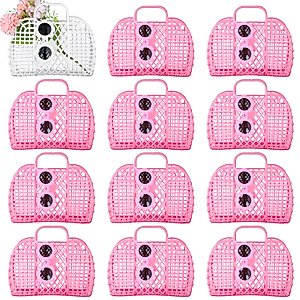 FIONUPI 24 Pcs Jelly Bags with Sunglasses for Women Wedding Jelly Purse Beach Bags Plastic Jelly Basket Flower Glasses for Bridal Wedding Party Gift