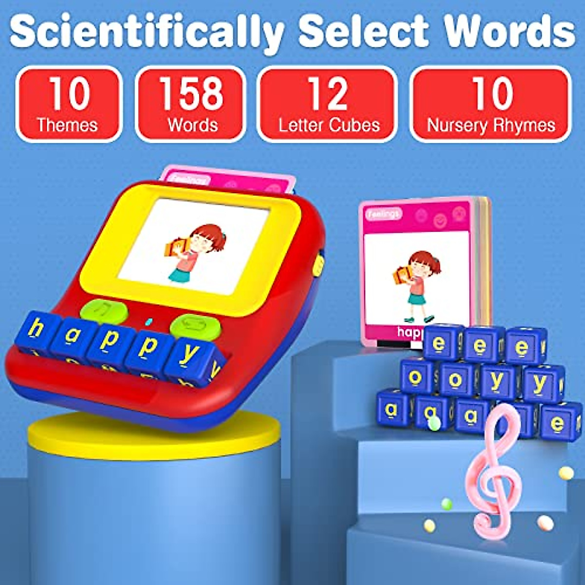 TALONITE Learning Educational Toys for 2 3 4 5 6 7 8 Year Old Boys Girls, Talking Flash Cards with 158 Sight Words, Matching Letter Game, Autism Sensory Toys, Speech Therapy Toys and Materials
