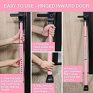 AceMining Upgraded Door Security Bar & Sliding Patio Bar, Heavy Duty Stoppers Adjustable Jammer for Home, Apartment, Travel (2 Pack,Pink)