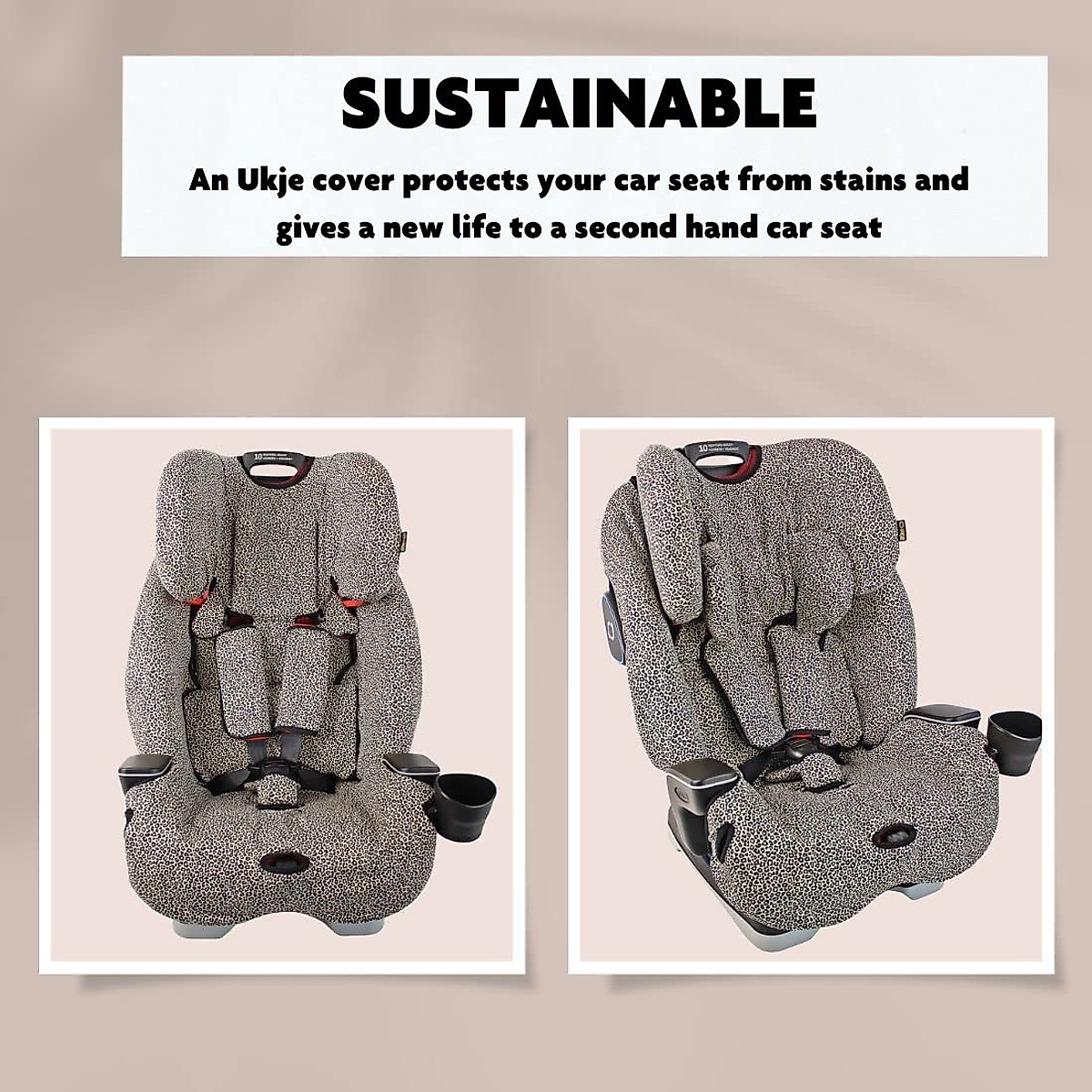 UKJE Protective Car Seat Cover - Compatible with Graco Slimfit 3-in-1 Convertible Car Seat, Slim Fit Car Seat, Car Seat Liner, Car Seat Protector, Convertible & Comfortable Seat Cotton Cover - Leopard