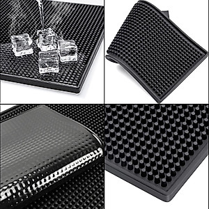 Facmogu 18 x 12 Inch Rubber Bar Mats, Black Heavy Duty Bar Mat PVC Rubber Wet Dish Drying Spill Matting Non Slip Heat Resistant for KTV Bar Glass, Restaurant, Home Counters