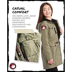 CANADA WEATHER GEAR Girls’ Winter Coat - Long Length Sherpa Lined Anorak Parka - Outerwear Jacket for Girls (7-16), Size 7/8, Sage