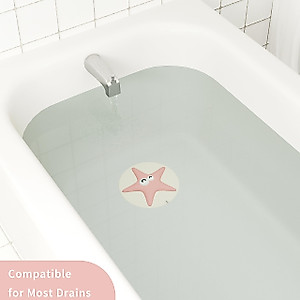 Bathtub Stopper Drain Plug Cover - Silicone Bath Tub Stopper Shower Drain Cover, Drain Cover, Flat Drain Plug for Kitchen, Bathtub and Laundry, Seastar Bathroom Accessories, 6 Inches, Pink