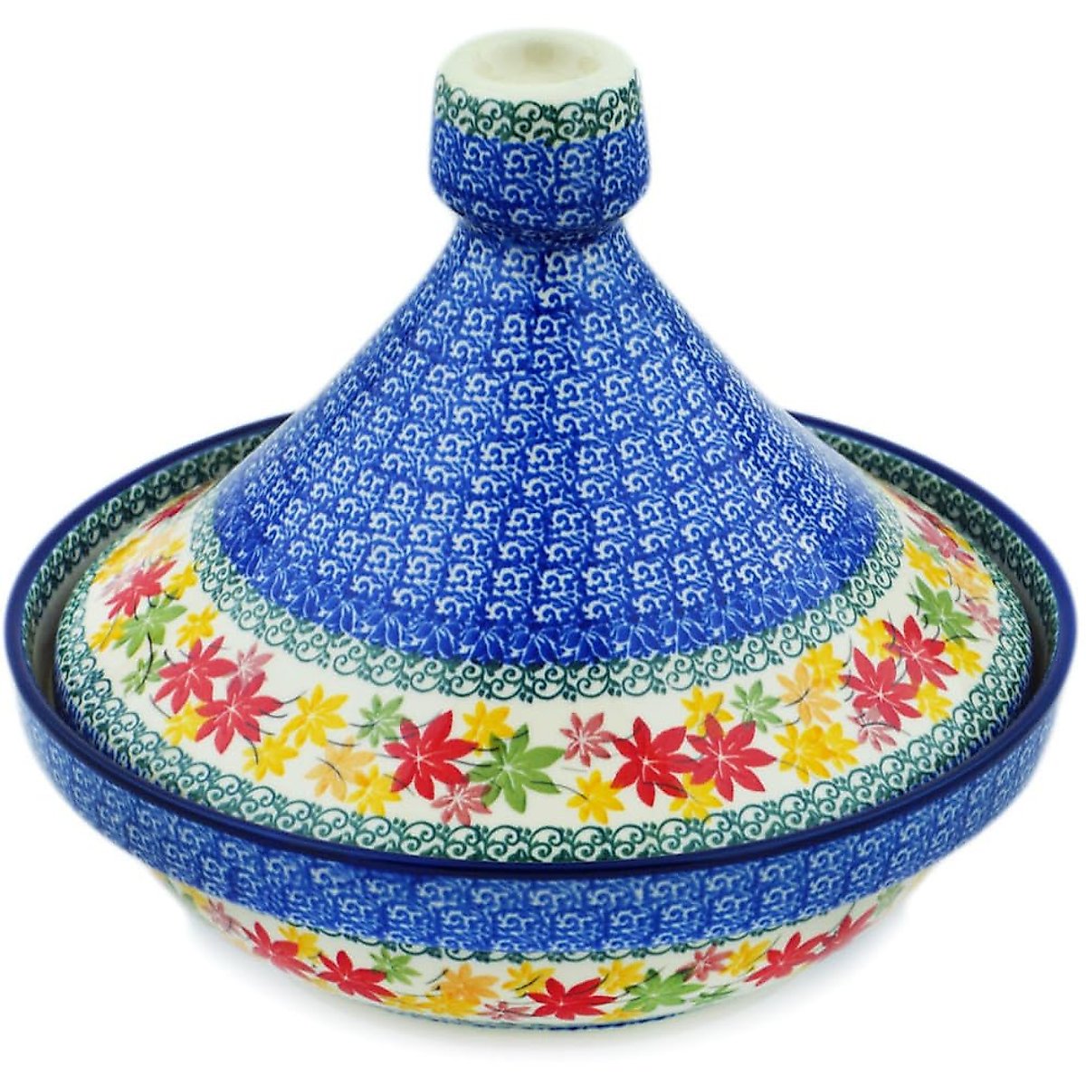 Authentic Polish Pottery Tagine Pot in Fall Vibes Design Handmade in Bolesławiec Poland by Ceramika Artystyczna + Certificate of Authenticity