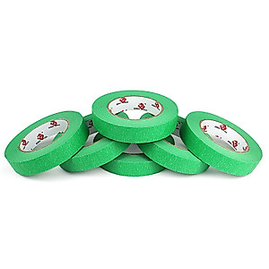 BOMEI PACK Painters Tape, Car Paint Green No Residue Automotive Masking Tape, Clean Removal Green Masking Tape, UV Resistant, 0.94 Inches x 55 Yards, 6 Rolls