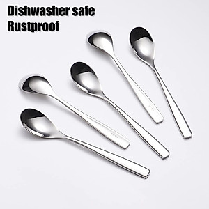 Wenkoni 6.1"Small Dessert Spoons, Yogurt Spoons,Coffee Spoons,Espresso Spoons,Ice Cream Spoons,18/8 (SUS 304) Stainless Steel spoons for Coffee,ice cream,dessert,yogurt,pudding 5 pcs Set.