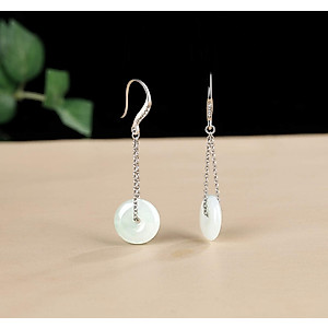 Jade Earrings Jade Clasp Fashion And Elegant Jewelry Earrings Sterling Silver Ear Hook For Women.