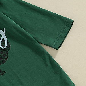 Newborn Baby Girl St. Patrick's Day Outfit Long Sleeve Four Leaf Clover Romper Ruffle Bodysuit Jumpsuit Headband Set (Green, 0-3 Months)