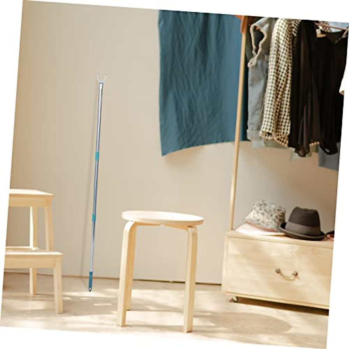 Abaodam 4pcs stitching clothes rail outdoor window shade stainless steel hangers outdoor tools Retractable closet pole extended closet pole clothing hook pole Professional Clothes Rod CD