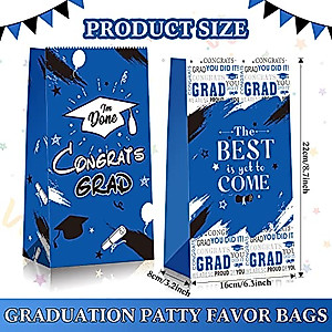 Teling 28 Pieces Graduation Gift Paper Bags with Stickers, Congrats Graduates Party Candy Treat Bags the Best Is Get to Come Goodie Favor Bags for Graduation Party Decorations Supplies (Blue)