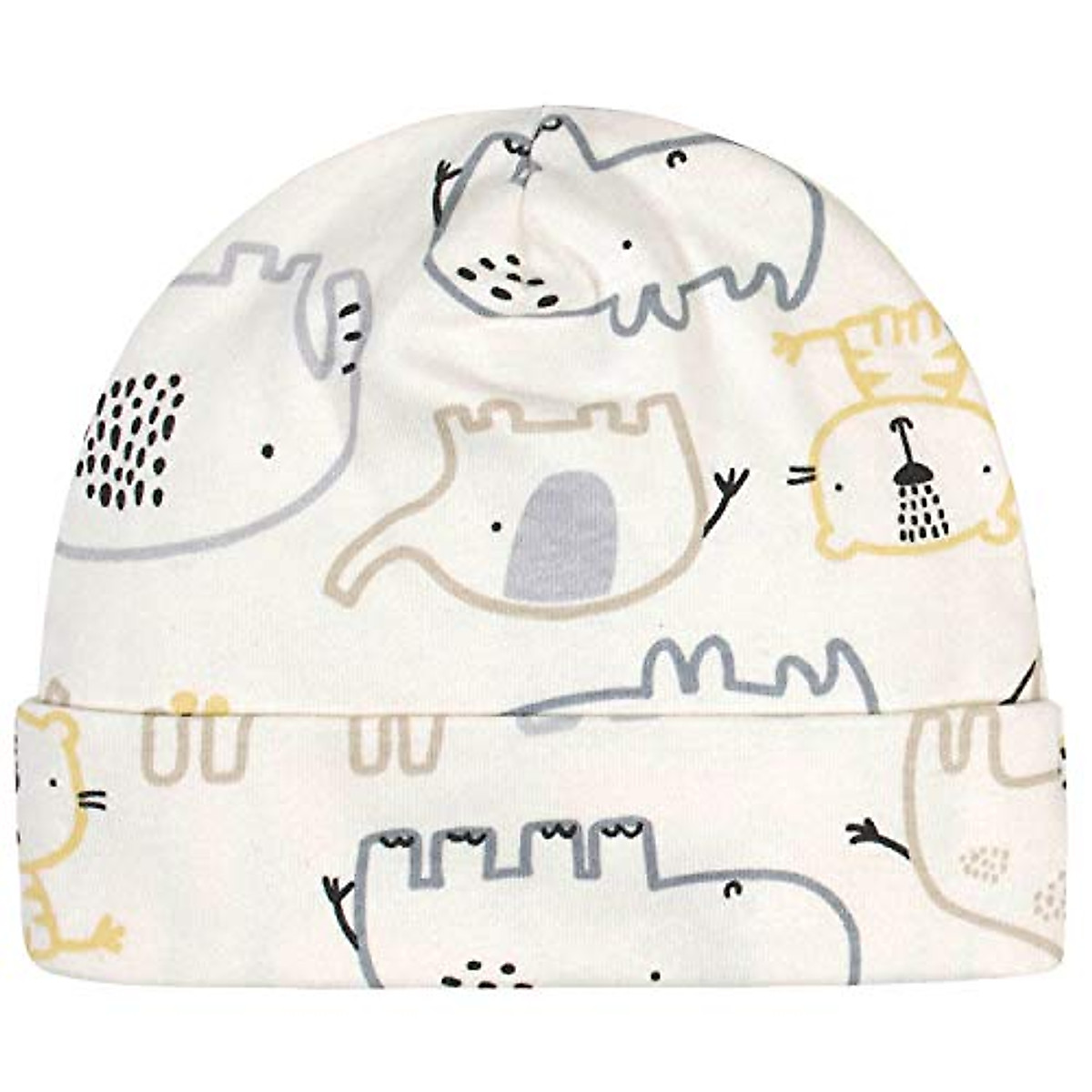 Gerber Baby Boys 4-Piece Gown and Cap Set, Wild Guy Grey, 0-6 Months