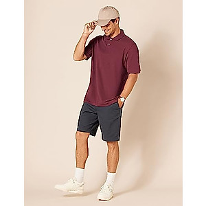 Amazon Essentials Men's Regular-Fit Cotton Pique Polo Shirt (Available in Big & Tall), Burgundy, Large
