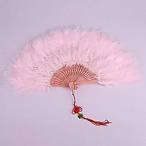 Beatiful Feather Hand Fan Flapper Costume Accessories Roaring 20s Feather Folding Handheld for Belly Dancing Party Plume Fan