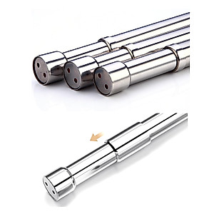 Autuwintor Hanging Closet Rod Heavy Duty with End Caps Adjustable Closet Rod 16-26 Inches Stainless Steel Silver Quantity-1pcs