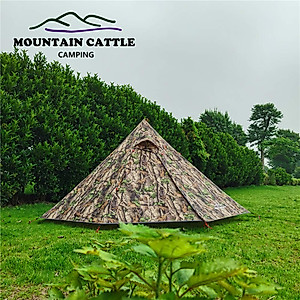 Ultralight Tipi Hot Tent with Fire Retardant Flue Pipes Window Teepee,3.4lb(Camouflage)