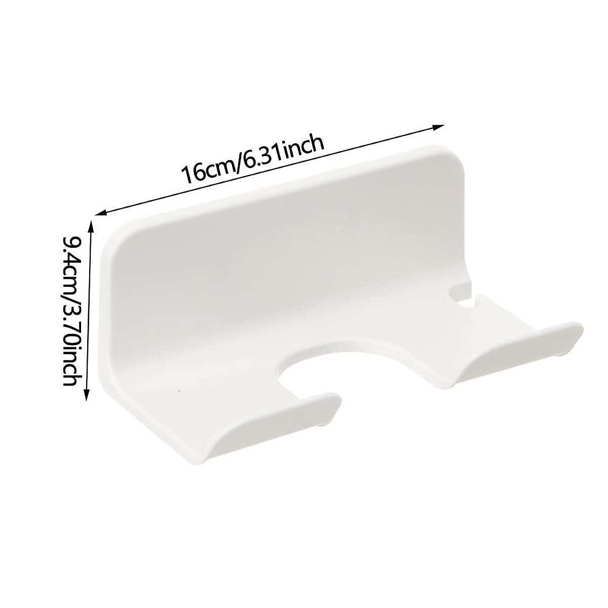 2Pcs Hair Dryer Holder Storage Rack Bathroom Wall Mounted Storage Accessories Hairdryer Hook Home Storage Shelfs(6.31inch,White)
