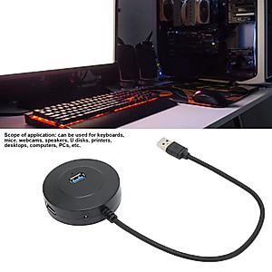 Small 4-Port USB 3.0 Hub,Round Header LED Fast Charging Data Transfer Multiport Adapter, for Laptop PC Computer Desktop Mouse Keyboard for OS X 10.0+