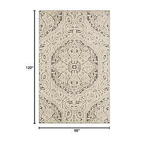 Mohawk Home Francesca Ornamental Medallion Light Gray 8' x 10' Shag Area Rug Perfect for Living Room, Dining Room, Office