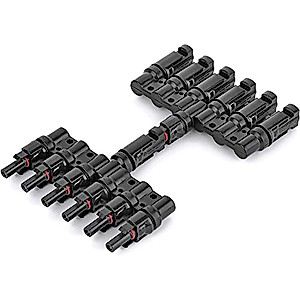 Jtron Solar Branch Connectors Branch Y Connector in Pair MMMMMMF+FFFFFFM for Parallel Connection Between Solar Panels (6)