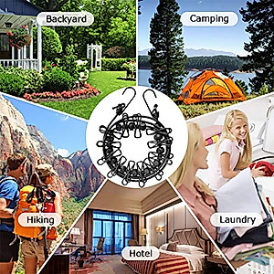 Roctee 3 Pack Portable Travel Clothesline with All 36 Clothespins, Retractable Clothesline Outdoor Laundry Line for Drying Clothes Heavy Duty Windproof (Black)