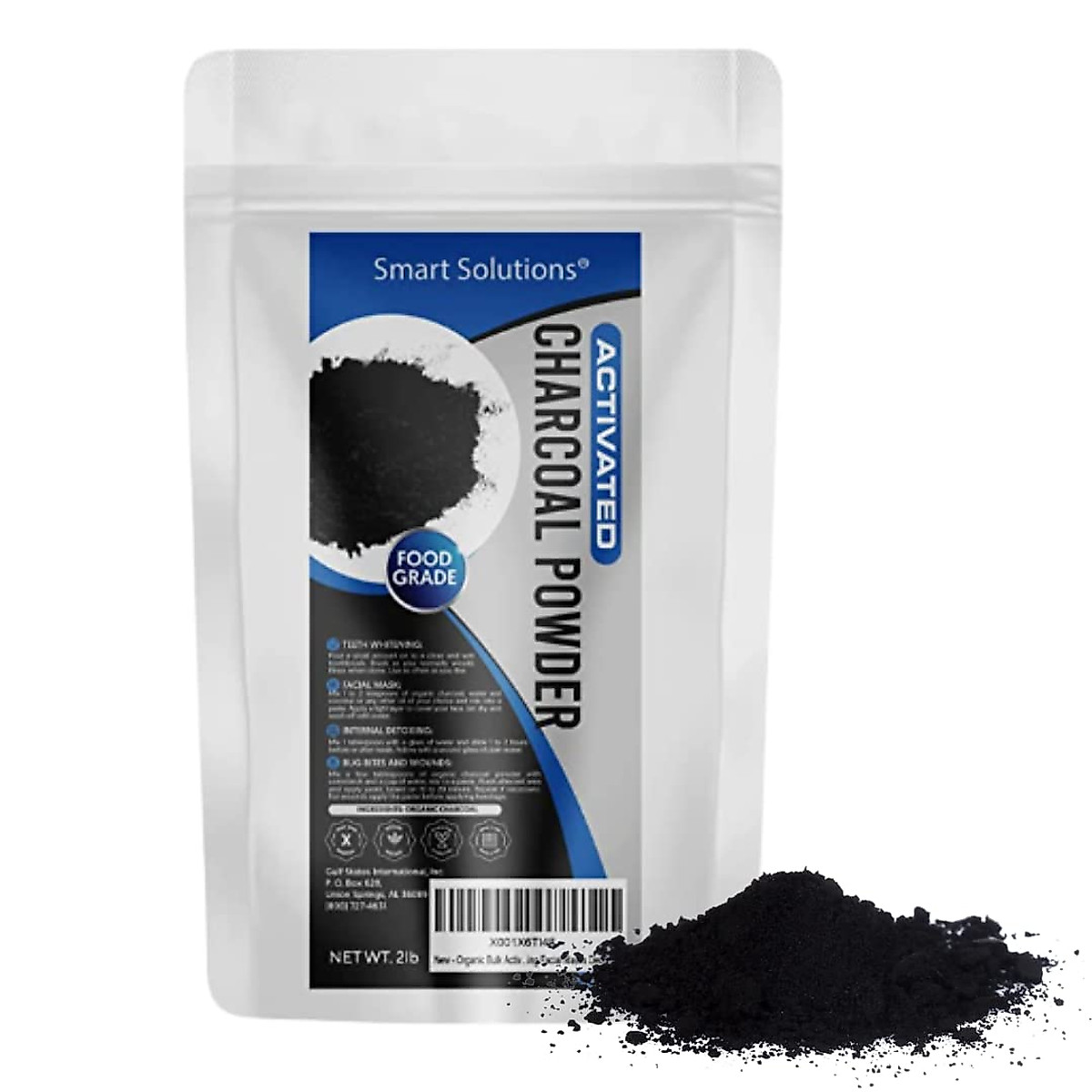 Smart Solutions Activated Charcoal Powder, 2 lb Bulk | 100% Natural, Premium Quality, Finely Ground, Multi-Purpose, Food Grade, Non-GMO, Vegan, No Fillers