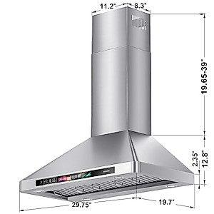 BRANO 30 Inch Wall Mount Range Hood with Voice/Gesture/Touch Control, 900 CFM Stainless Steel Kitchen Hood Vent with 4 Speed Exhaust Fan, 4 Adjustable Lights, Memory Mode, Ducted/Ductless Convertible