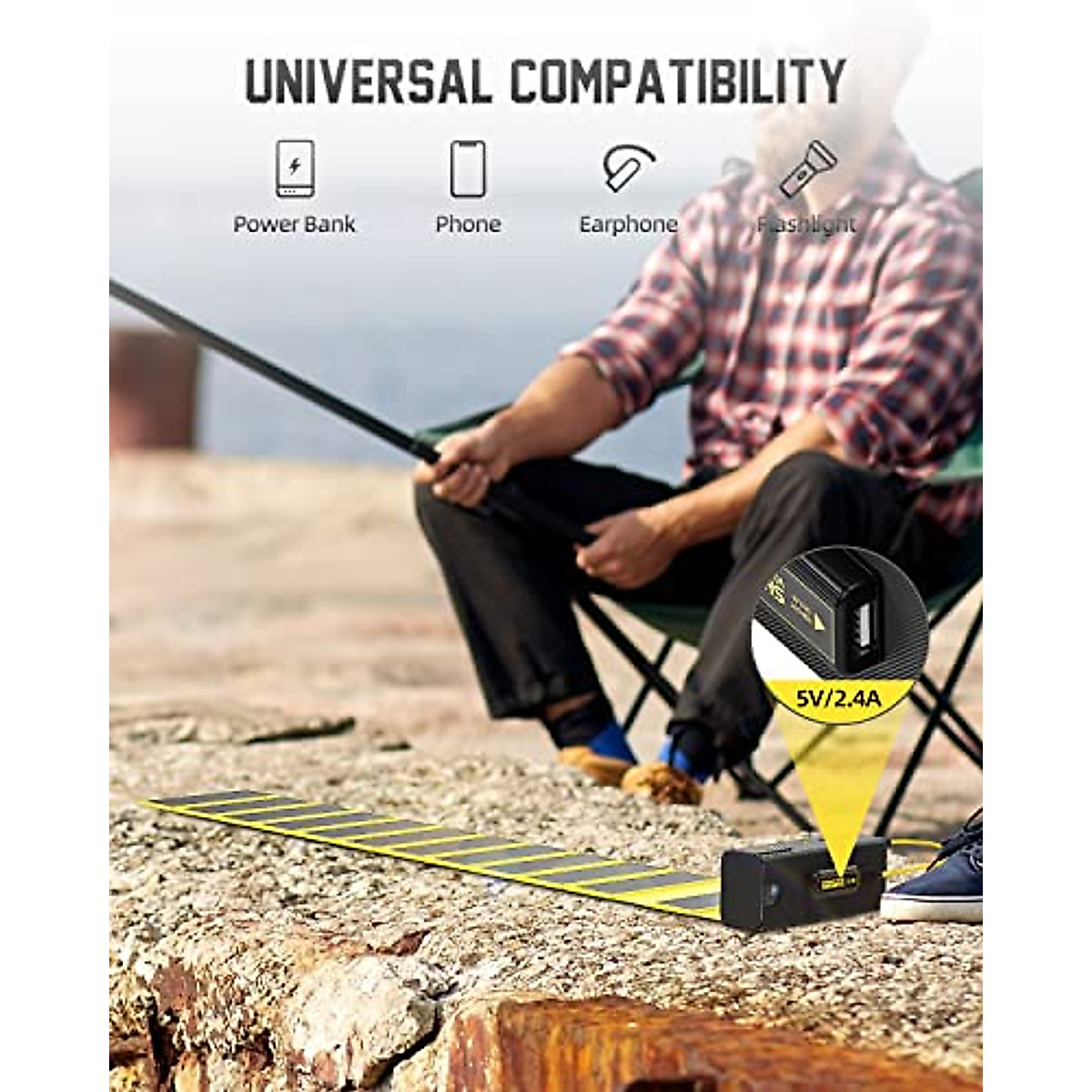 Shargeek Solar Panel Charger with USB Port, 12W IP54 Waterproof Portable and Foldable Hiking Camping Gear USB Solar Panel Compatible with iPhone, iPad, Samsung Galaxy, and More