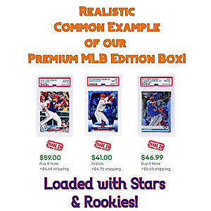 Three Graded Baseball Cards Gift Box: MLB Edition │Three Premium PSA/BGS Graded 10, 9.5 or 9 Cards │Potential Rookie Autographs & Numbered RC Refractors│Gift for Baseball Fans│by Slabs of Heat