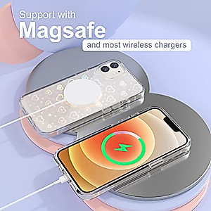 Tksafy Case for iPhone 12, iPhone 12 Pro Case, Clear Glitter Cute Laser Holographic Love Heart Pattern for Women Girls, Anti-Scratch Hard PC Protective Phone Cover for iPhone 12/12 Pro, Rainbow Heart