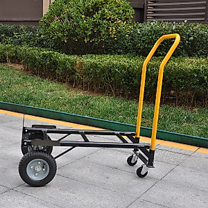 Folding Hand Truck and Dolly, Heavy Duty 330 Lb Capacity Metal Dolly Cart with Telescoping Handle and Rubber Wheels, Convertible Hand Truck Dual Purpose 2 Wheel Dolly Cart for Moving/Warehouse/Grocery