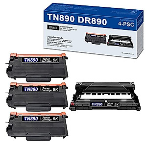 TN890 Toner and DR890 Drum Cartridge, ALUMUINK Replacement for Brother TN-890 DR-890 for HL-L6400DW HL-L6250DW HL-L6400DWT MFC-L6750DW MFC-L6900DW Printer (3 Toner+ 1 Drum, 4PK)