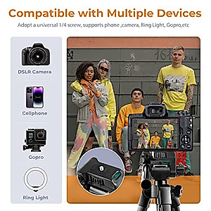 Torjim 64”Phone Tripod, Extendable Cell Phone Tripod with Remote and Phone Holder, Universal Camera Tripod Stand for Video Recording/Selfies/Live Streaming, Travel Tripod Compatible with iOS & Android