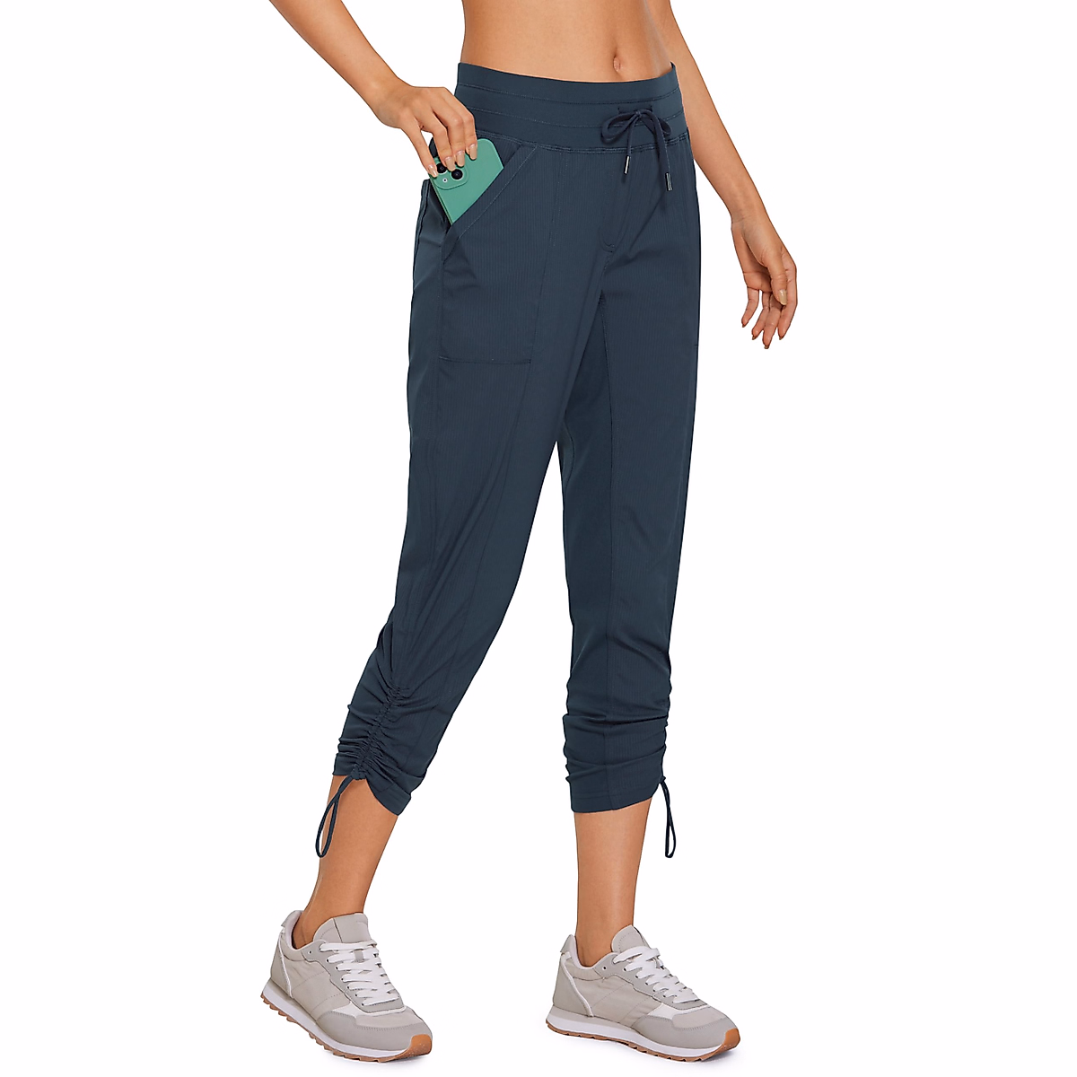 CRZ YOGA Womens Casual 7/8 Pants 25" - Lightweight Workout Outdoor Athletic Track Travel Lounge Joggers Pockets Melanite Small
