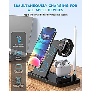 Wireless Charging Station - 4 in 1 Wireless Charger Charging Stand Compatible with iPhone 14 Plus Pro max 13 Pro max 12 Pro max SE 11pro X XR Xs Max 8 Plus - Apple Watch Series AirPods 1 2 3 Pro