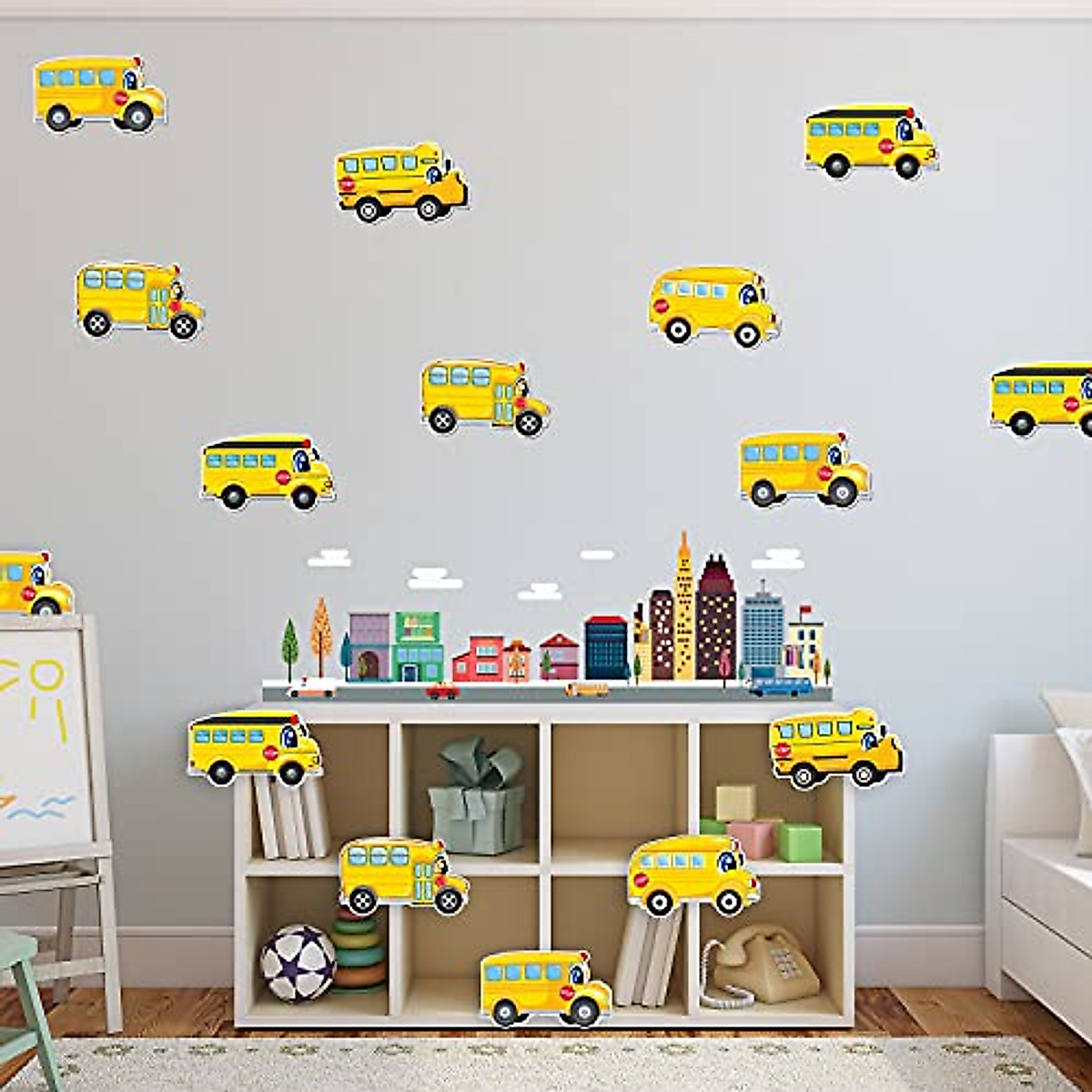 Colorful School Bus Cut-Outs for Classroom & Parties