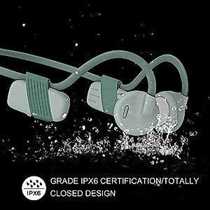 IFECCO Bone Conduction Headphones, Open Ear Wireless Headphones Bluetooth 5.0 with Mic, Waterproof IPX6 Ultra-Lightweight Sport Headsets for Jogging Running Driving Cycling(Green)