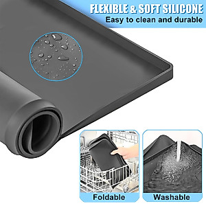 Dishwasher Drain Pan Mat, Portable Dishwasher Silicone Mat with Raised Edge, Small Dishwashers Drip Pan Dishwashers Tray for Leaks, Non-Slip Waterproof Protector Pad, 23.6''x23.6''