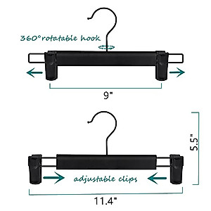 Pants Hangers with Clip 20 Pcs, Rotatable Hook, Durable and Sturdy Skirt Hangers Suit for Jeans, Socks