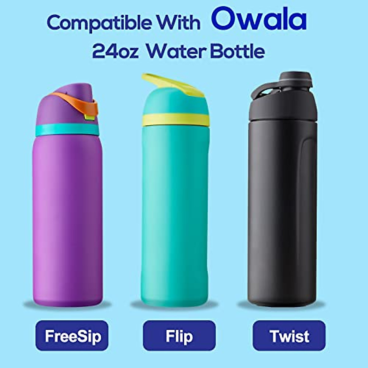 BABORUI 2Pcs Water Bottle Boot Compatible With Owala Water Bottle 24oz, Protective Silicone Boot Sleeve for Owala Freesip, Twist, Flip Water Bottle (Grey)