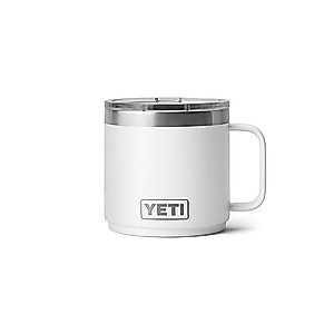 YETI Rambler 14 oz Stackable Mug, Vacuum Insulated, Stainless Steel with MagSlider Lid, White