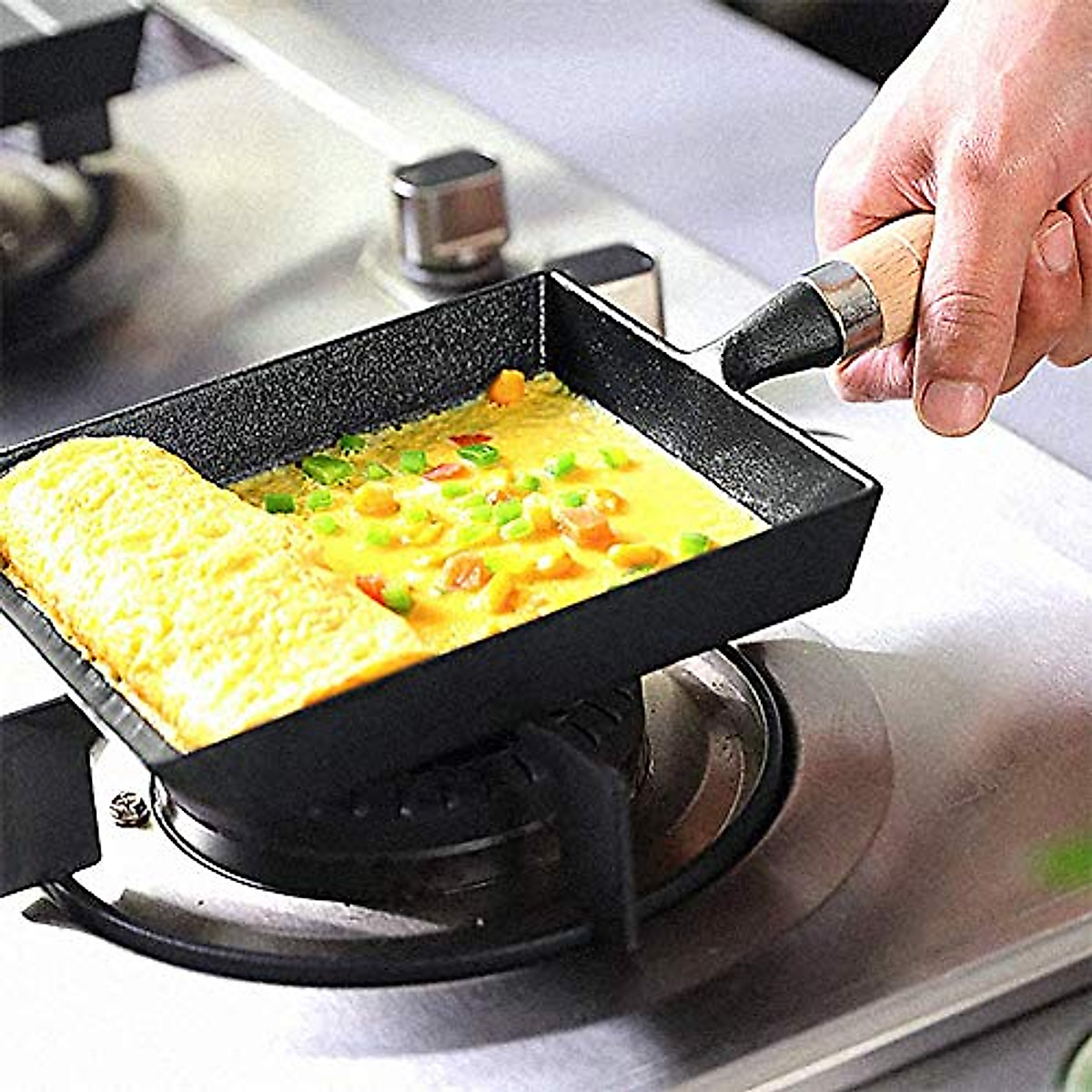 JKLove Cast Iron Skillet Nonstick Tamagoyaki Pan Grill Pan Japanese Omelette Egg Pan Pancake Pan Square Frying Pan Non-stick Coating Cast Iron Skillet Rectangle Small Grill Tamagoyaki Pan