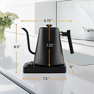 KETTLE & BLOOM Electric Gooseneck Kettle - 1 Liter, Black - Temperature Control Coffee & Tea Kettle - Perfect Pour Over, Gooseneck Electric Kettle for Precise Brewing